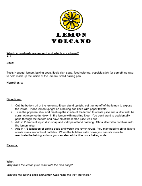 Homeschool 101: Lemon Volcano Experiment – {the girl on foxy lane}