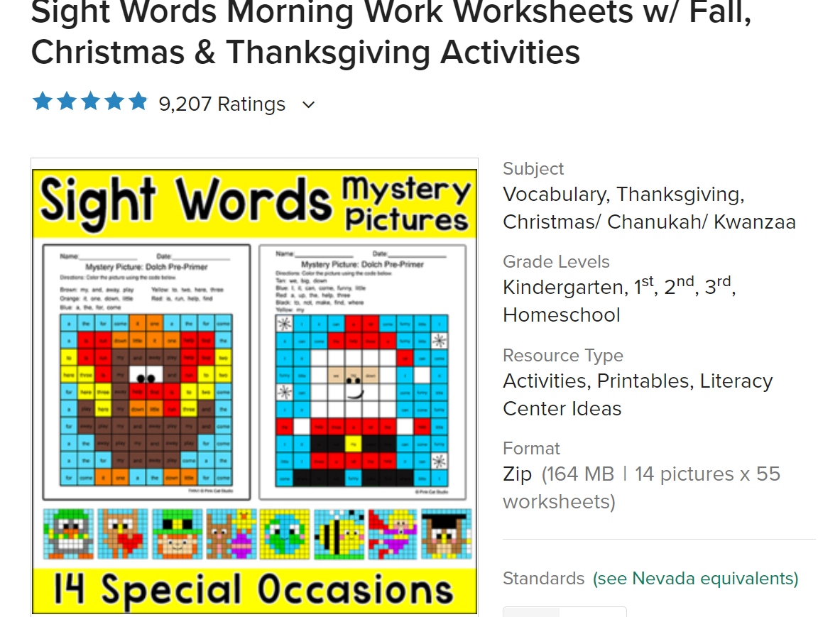 Sight Word Mystery Pictures – {the girl on foxy lane}